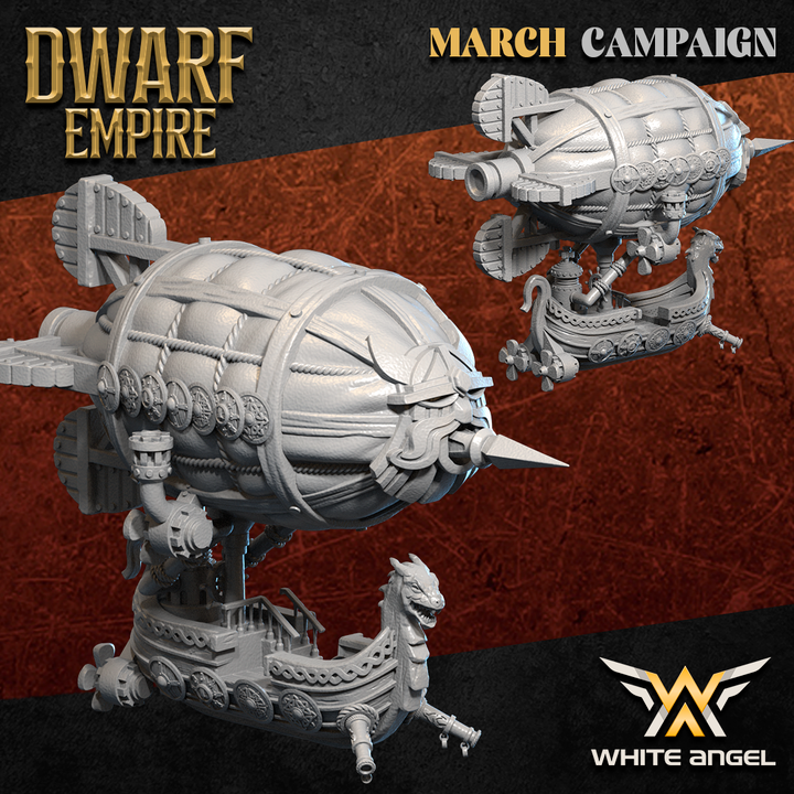 3D Printable DWARF ZEPPELIN - DWARF EMPIRE (MARCH 2025 CAMPAIGN) by WHITE ANGEL MINIATURES